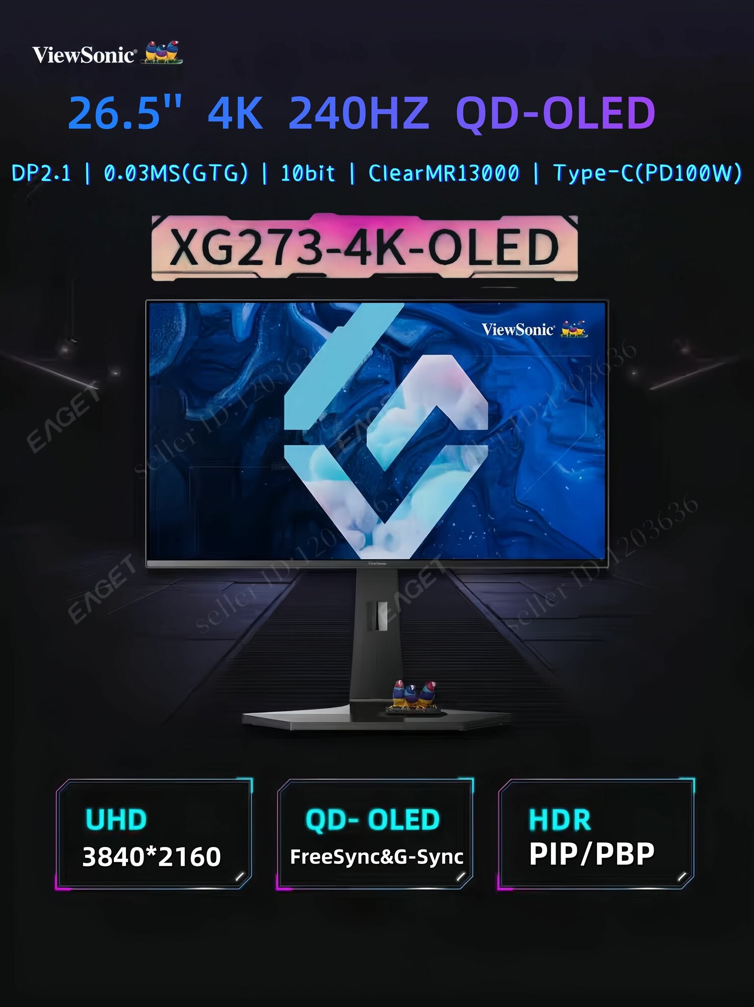 Viewsonic 27" Монитор XG273-4K-OLED (2025), прозрачный