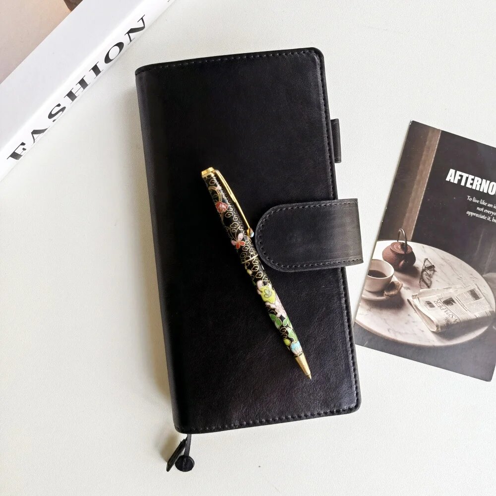 Кожаный чехол-планировщик JILLARGEAN week notebook Черный, Black