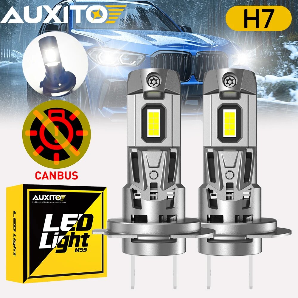 2 шт. AUXITO Turbo LED H7 фара сверхмощные автомобильные лампы для BMW Skoda Ford VW 120 Вт 22000LM супер белые вентилируемые 12 В Canbus