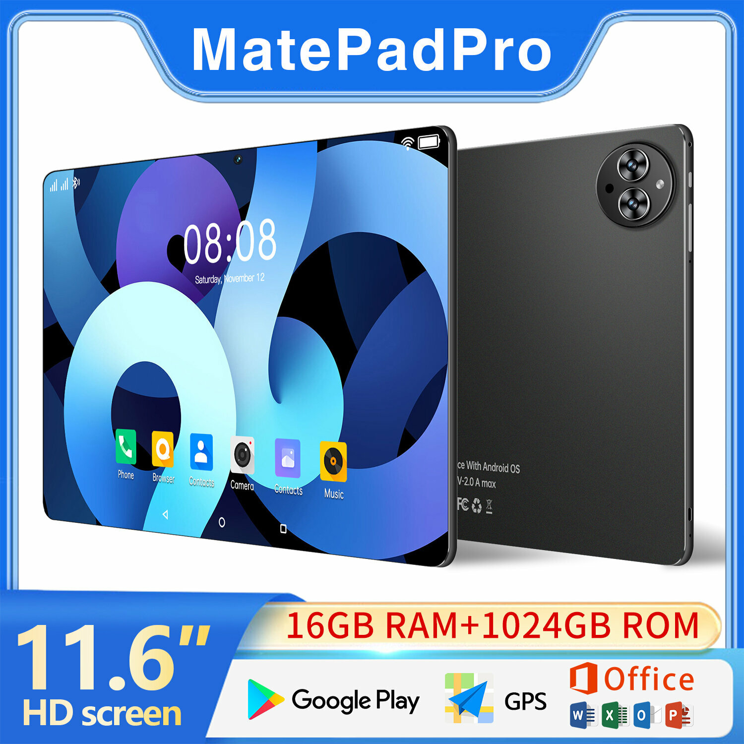 Игровой планшет MatePad Pro, Android 13, Full HD, 16Гб+1024 Гб, Чёрный