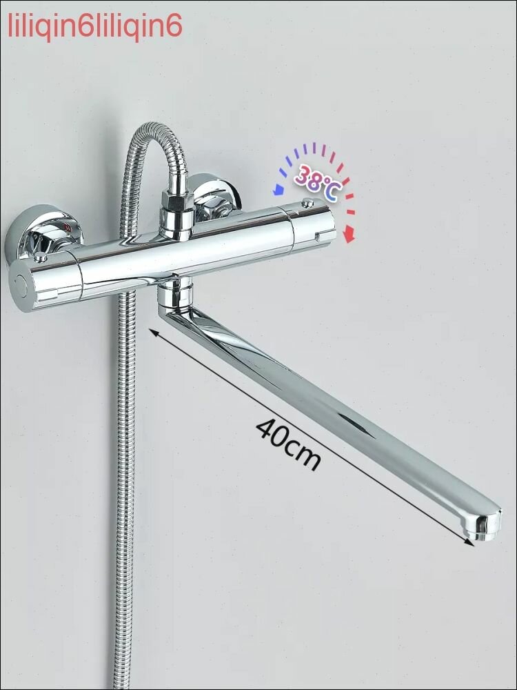 Смеситель термостат для ванны и душа с длинным поворотным изливом, кран термостат в ванную
