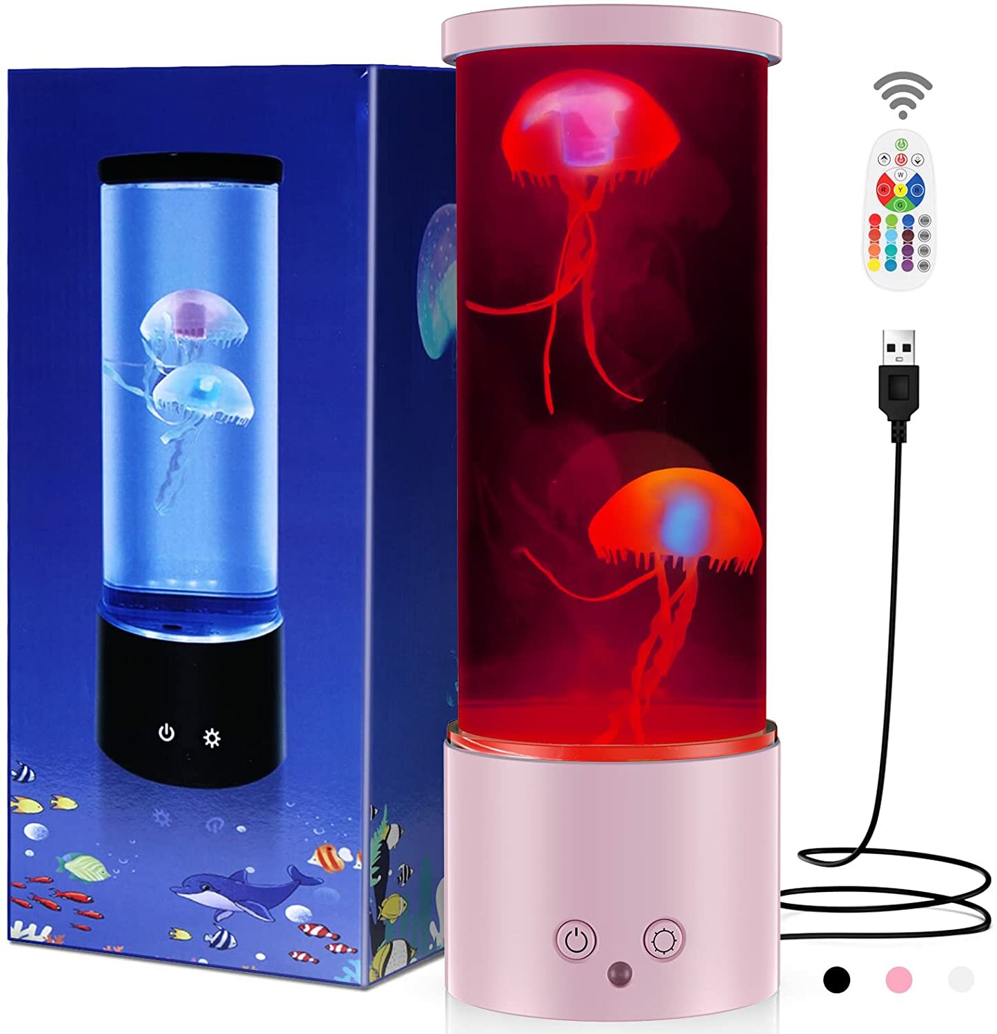 Лампа для стола Lava Lamp, электрическая аквариумная лампа с эффектом изменения 17 цветов, дистанционно управляемая LED ночная лампа для оформления дома и офиса, подарок на Рождество, праздники, день рождения (черный), CCT 2700K