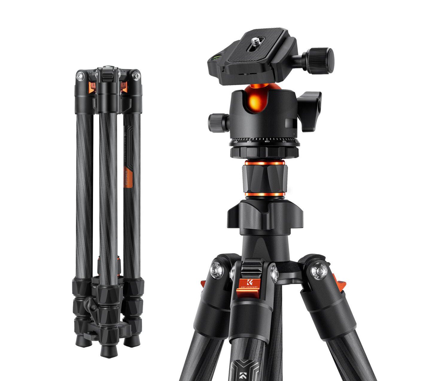 Штатив K&F Concept K254C2 с шаровой головой BH-36L, карбон, 165 см