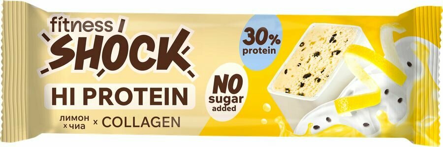 Батончик FITNESSHOCK Лимон-чиа глазир. (Россия) 40г