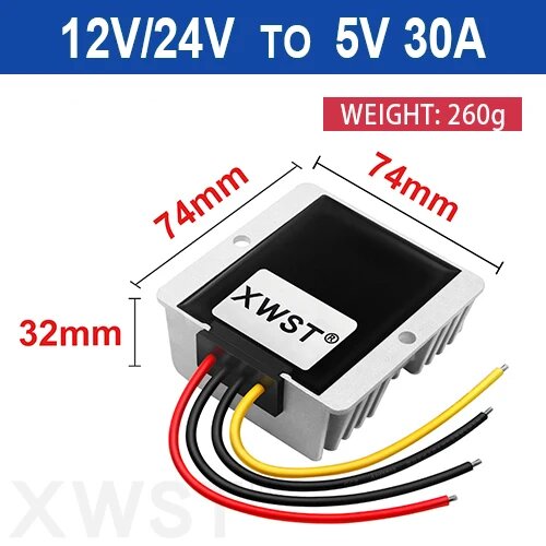 XWST DC-DC понижающий преобразователь 12/24В в 5В 1-40А 30A Aluminum L