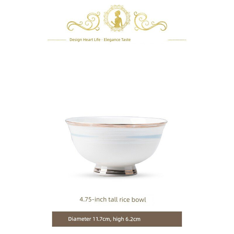 Набор посуды для Нового года 2025: тарелки и миски, домашний набор из костяного фарфора класса люкс (Цзиндэчжэнь),