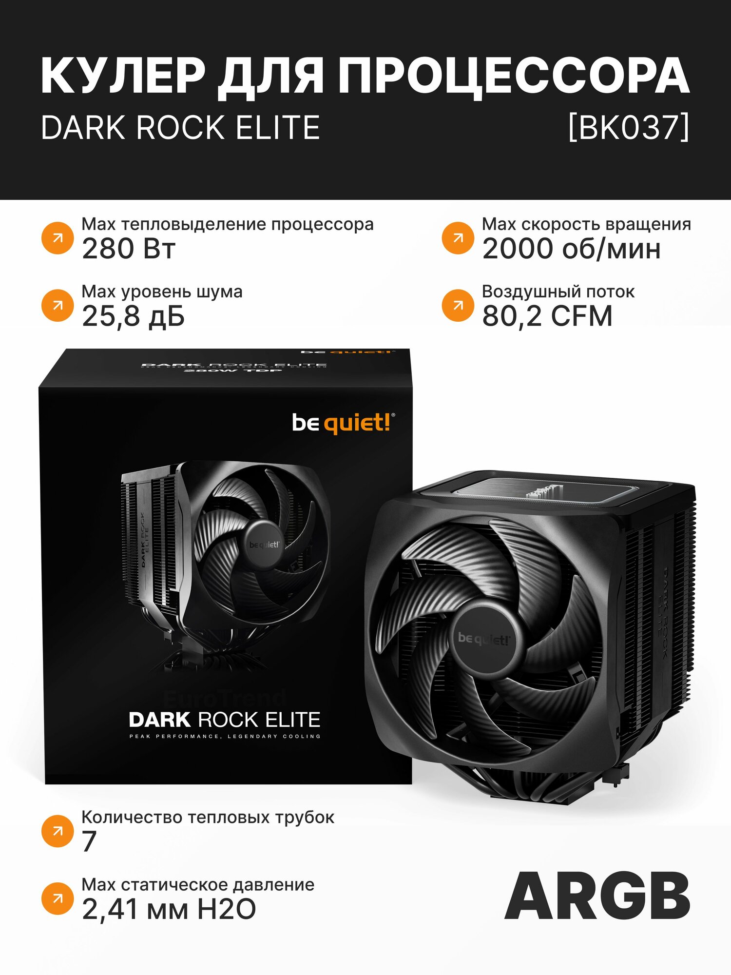 Кулер для процессора be quiet! DARK ROCK ELITE (BK037)