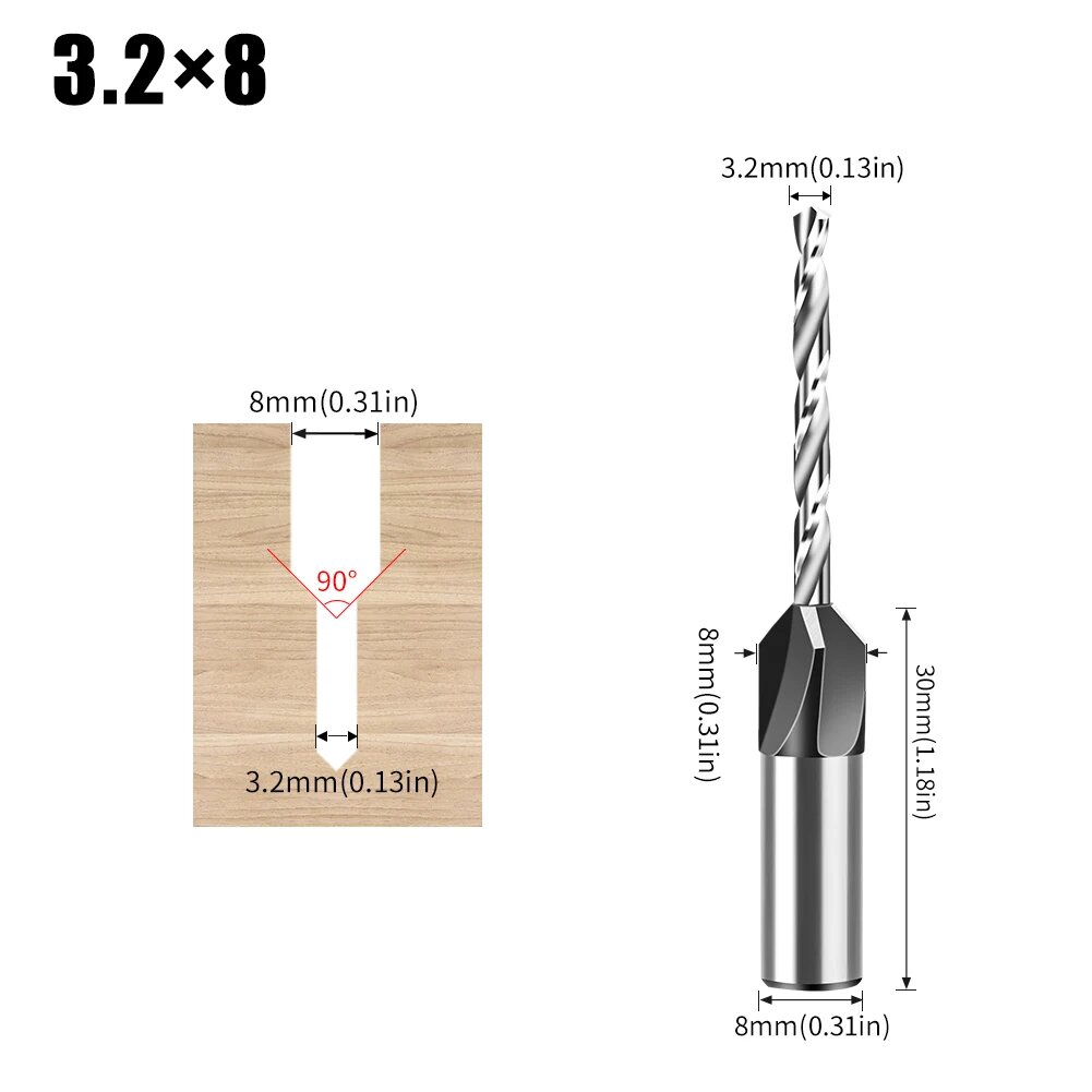 Сверло для дерева RCT четырехгранное с зенковкой Drill Bit 3.2X8mm