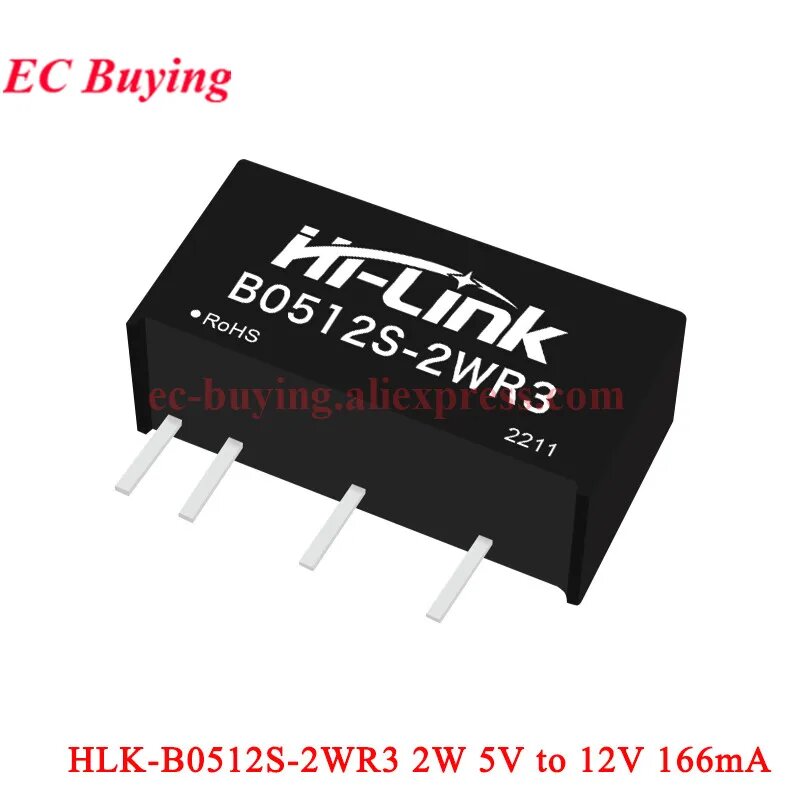 Hi-Link Модуль питания постоянного тока 1 Вт 2pcs, B0512S-2WR3