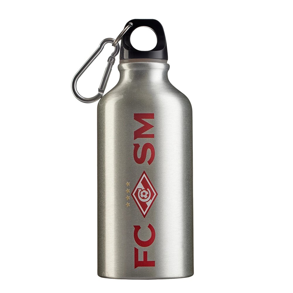 Бутылка с карабином FCSM серебряная 400 мл, ФК "Спартак" Москва