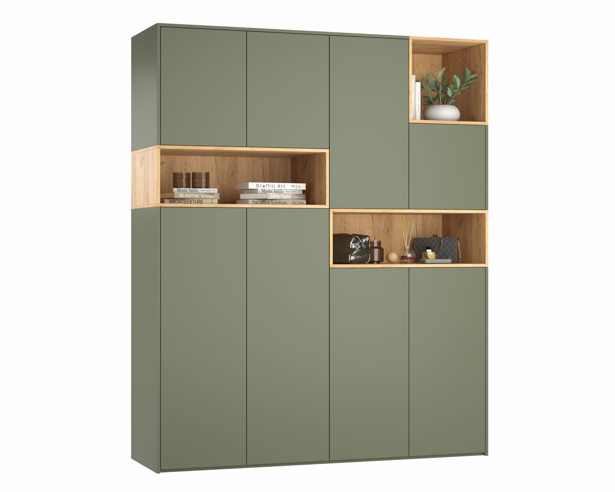 Шкаф распашной для одежды "Рокки 19" 180х220х52 Зеленый дымчатый / Дуб крафт золотой