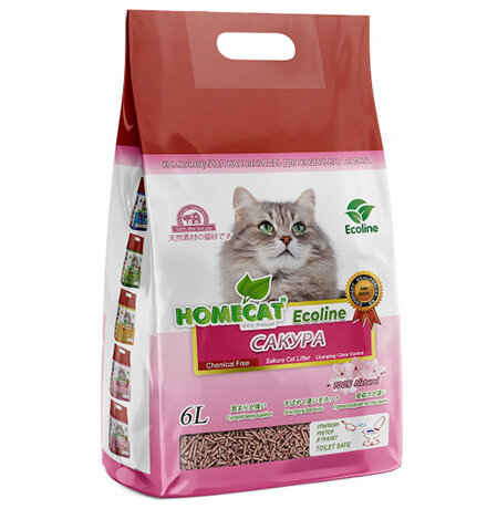 Комкующийся наполнитель Хоумкэт для кошачьего туалета аромат Сакура 6 л