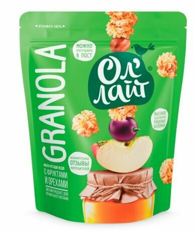 Запеченная гранола (мюсли) Ол'Лайт с фруктами и орехами 280г