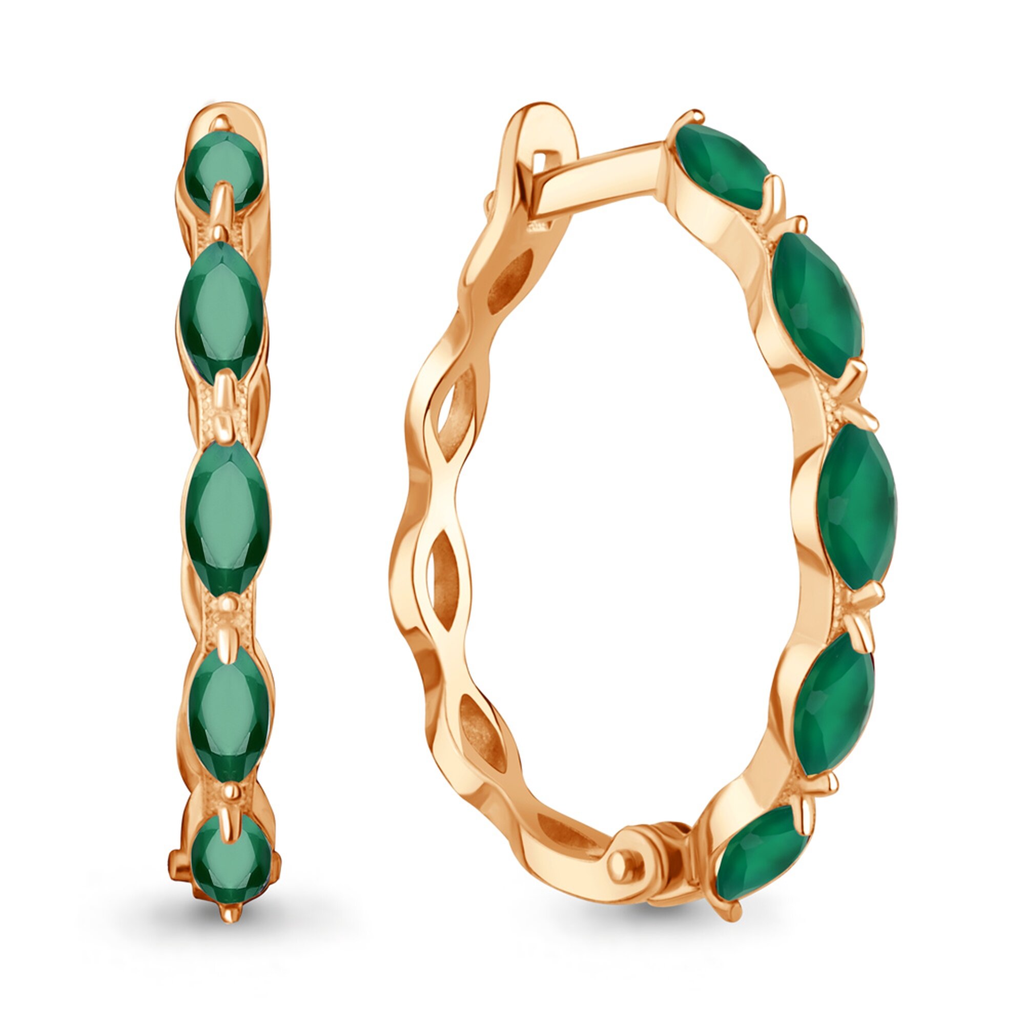 Серьги, серебро, 925 проба, золочение, агат