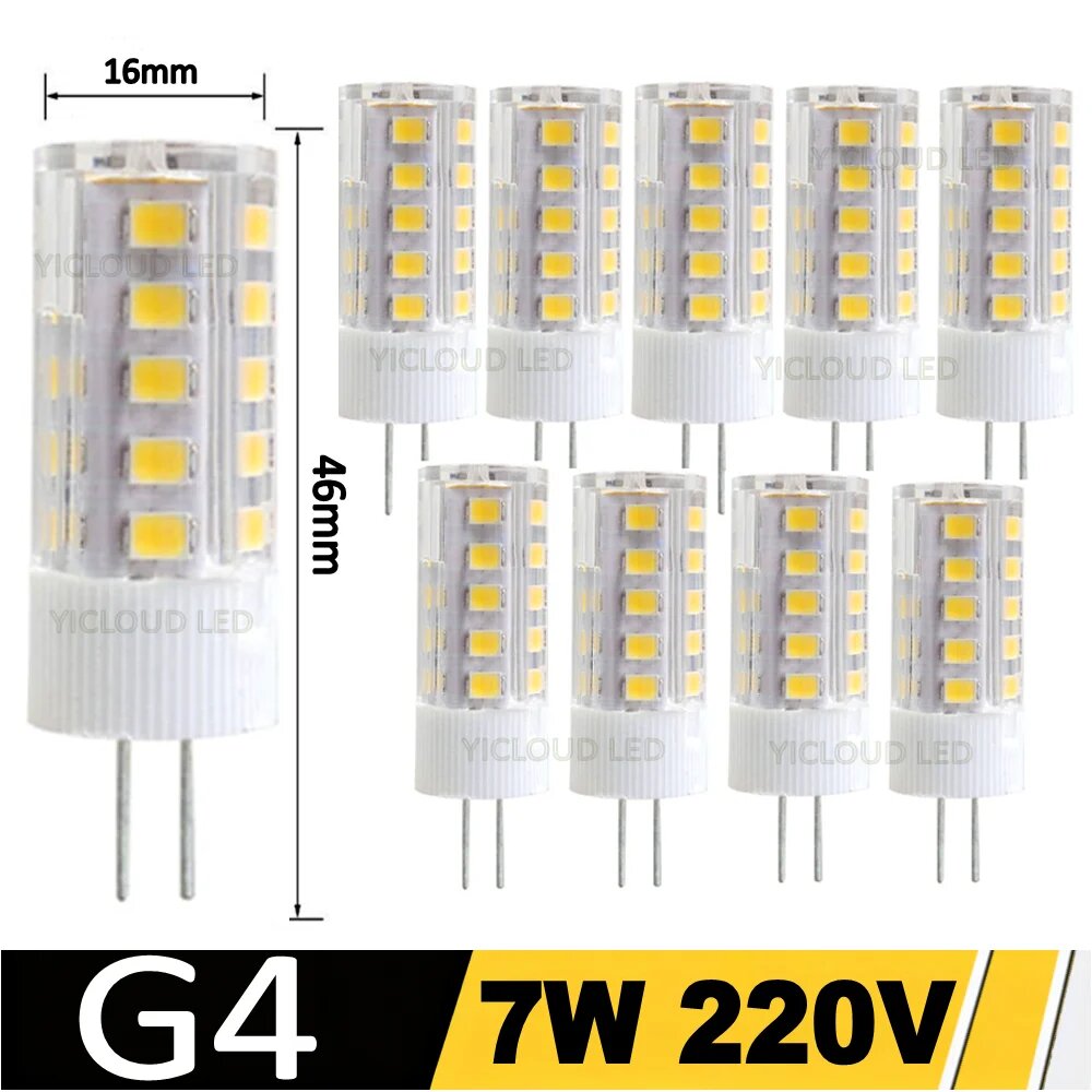 Светодиодные лампы G4 7W 220V Warm White, 10 шт.