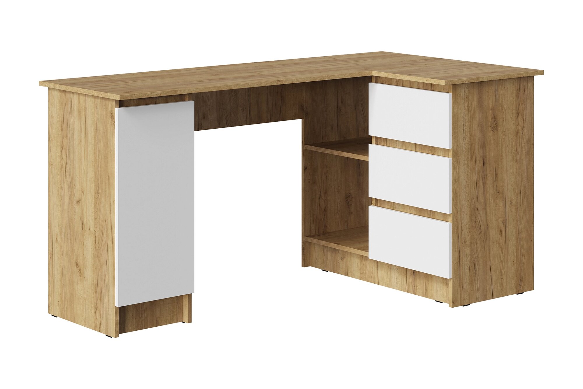 Стол угловой Эталон "Бостон Лайт", ЛДСП дуб крафт золотой/белый 139,4х84,9х75,4 см, универсальная сборка,