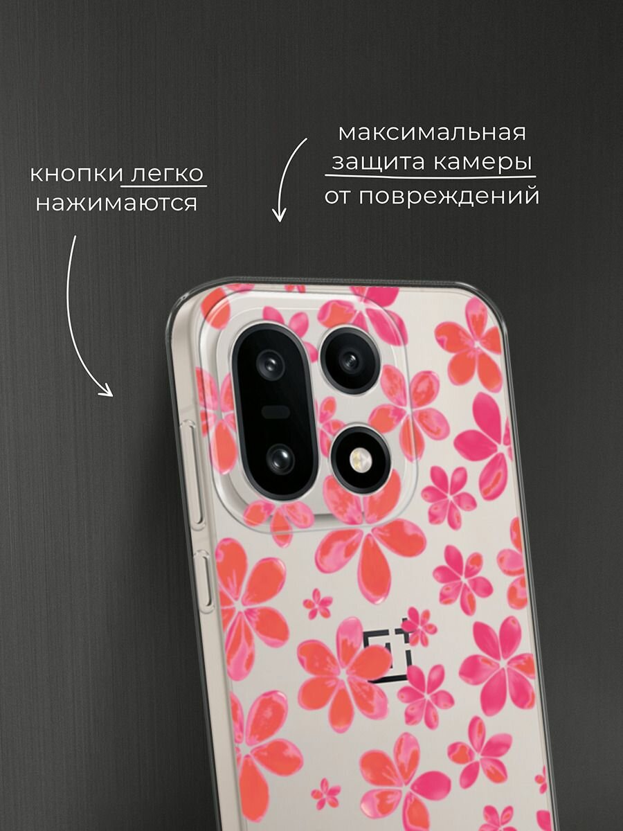 Чехол на OnePlus 15 / Ван Плас 15 с принтом Росыпь ярких цветов, прозрачный — фото 1