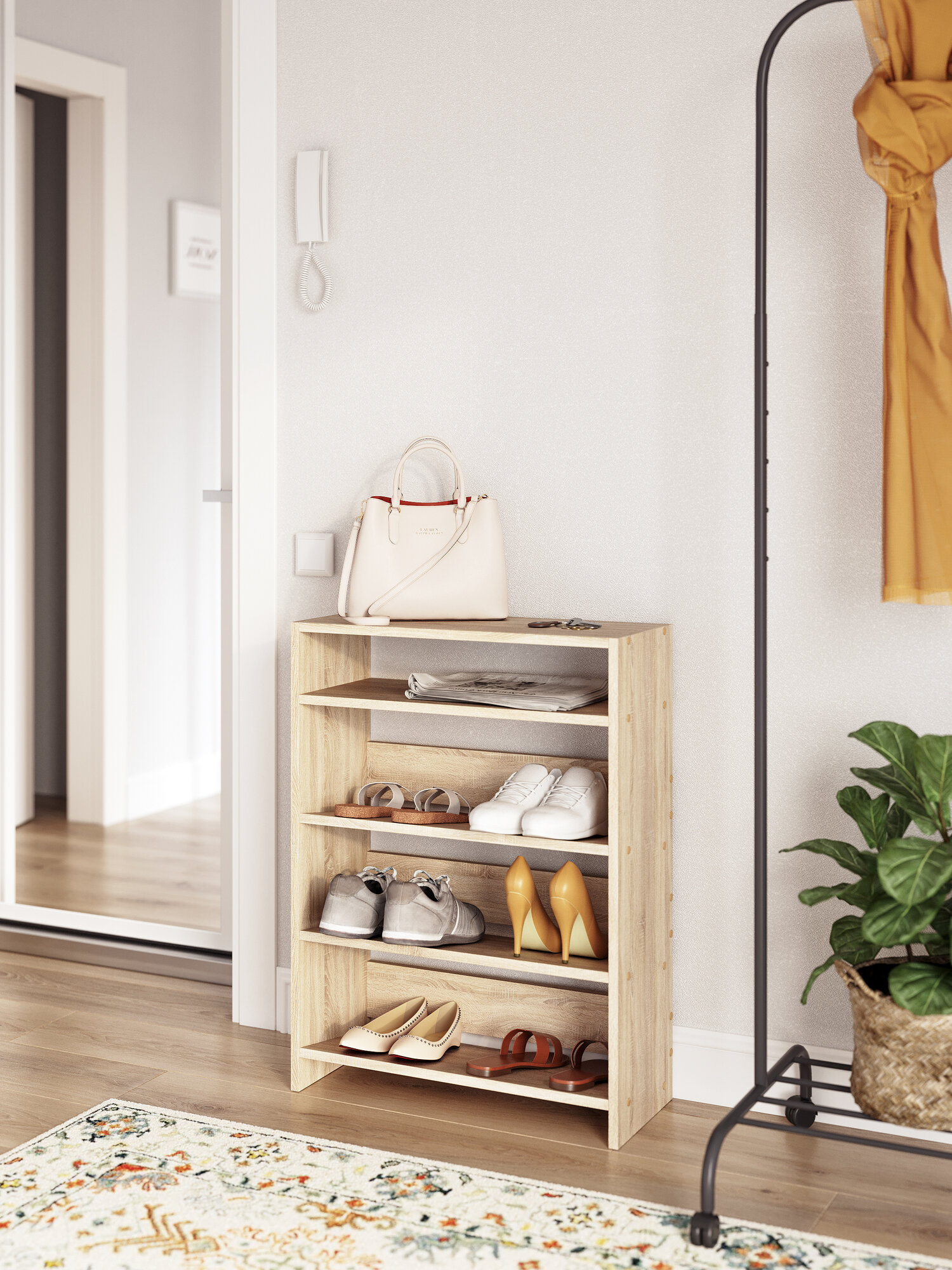 Обувница Граникум "Эковира", современная, вместительная, дуб сонома, ЛДСП