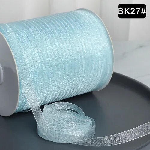 Лента органза голубая Merylover 10 мм, 450 м, Bk27