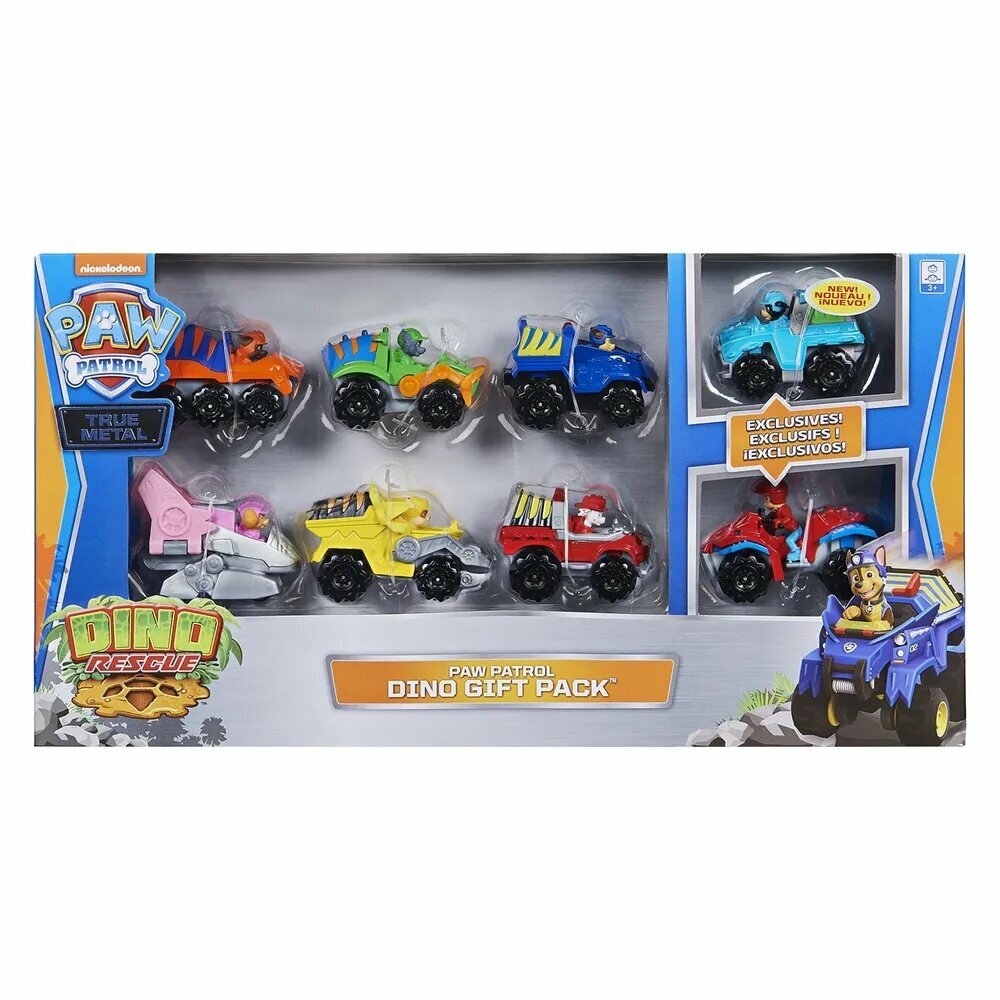 Spin Master Nickelodeon / Подарочный набор True Metal Dino Rescue из 8 коллекционных машин, отлитых под давлением, в масштабе 1:55