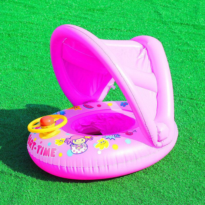 Плавательный круг для детей versatile inflatable baby swim ring with canopy, розовый