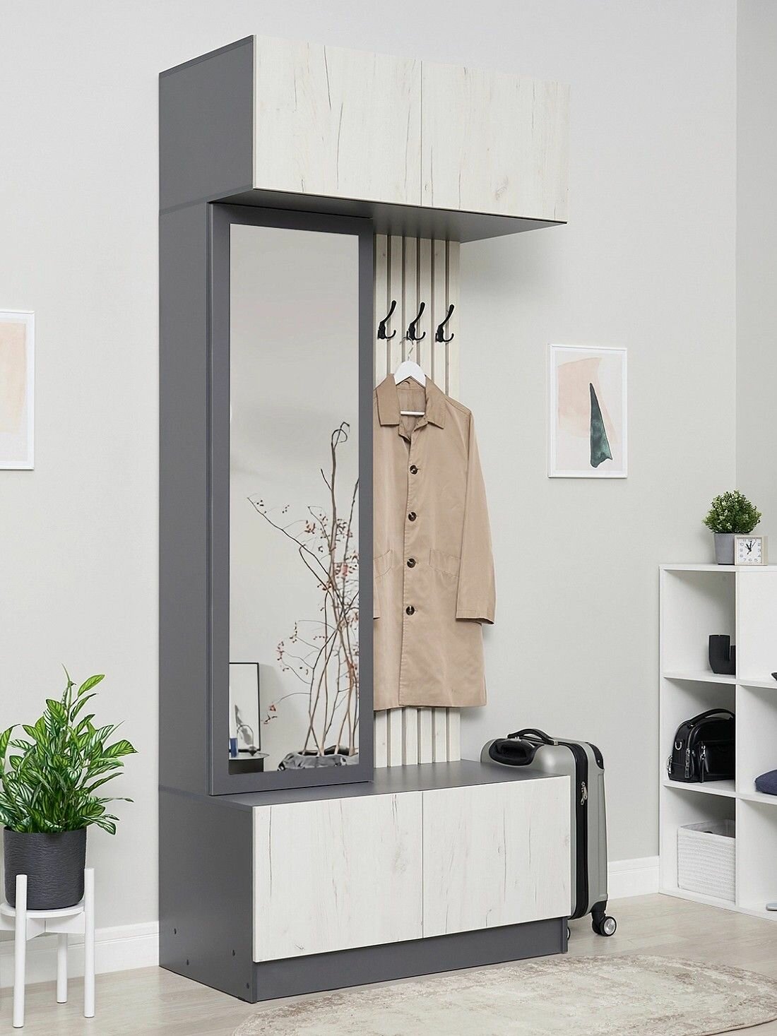 Прихожая роджинамиф (Дуб Крафт Белый, Графит)