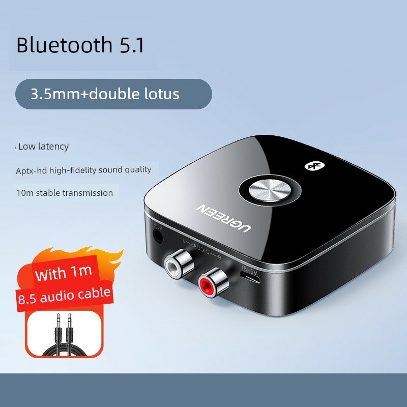Bluetooth-приемник с 3.5 мм и двойным RCA выходом, Bluetooth 5.1, включает аудиокабель 3.5 мм для аудиомодернизации HIFI