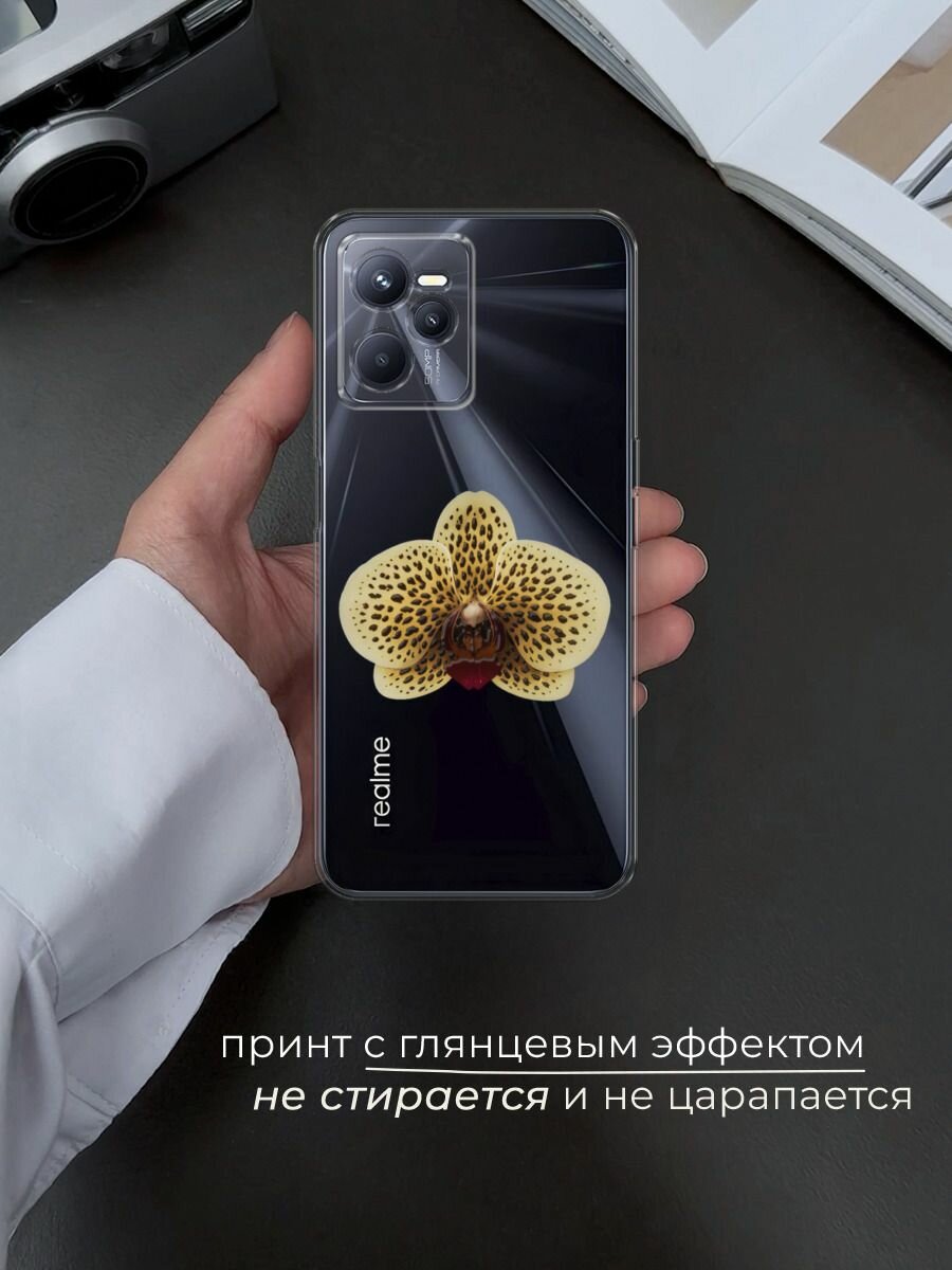 Силиконовый чехол на Realme C35 / Реалми C35 с принтом Желтая орхидея — фото 1