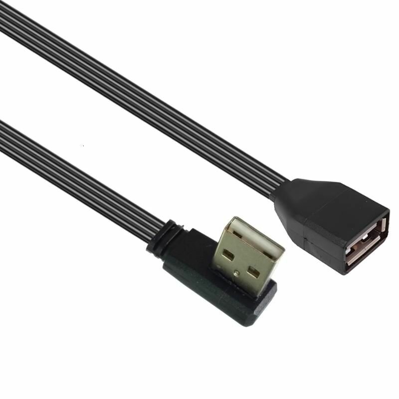 Прямой/угловой USB 2.0 кабель для клавиатур и принтеров, 0.3m - Согните влево