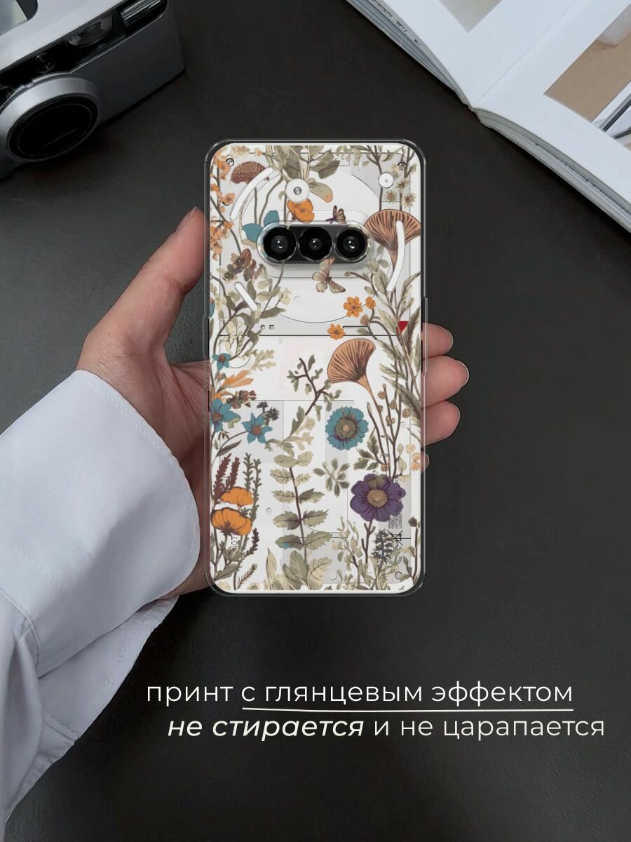 Чехол на Nothing Phone 3a / Нотинг Фон 3а с принтом Сухоцветы и бабочка — фото 1