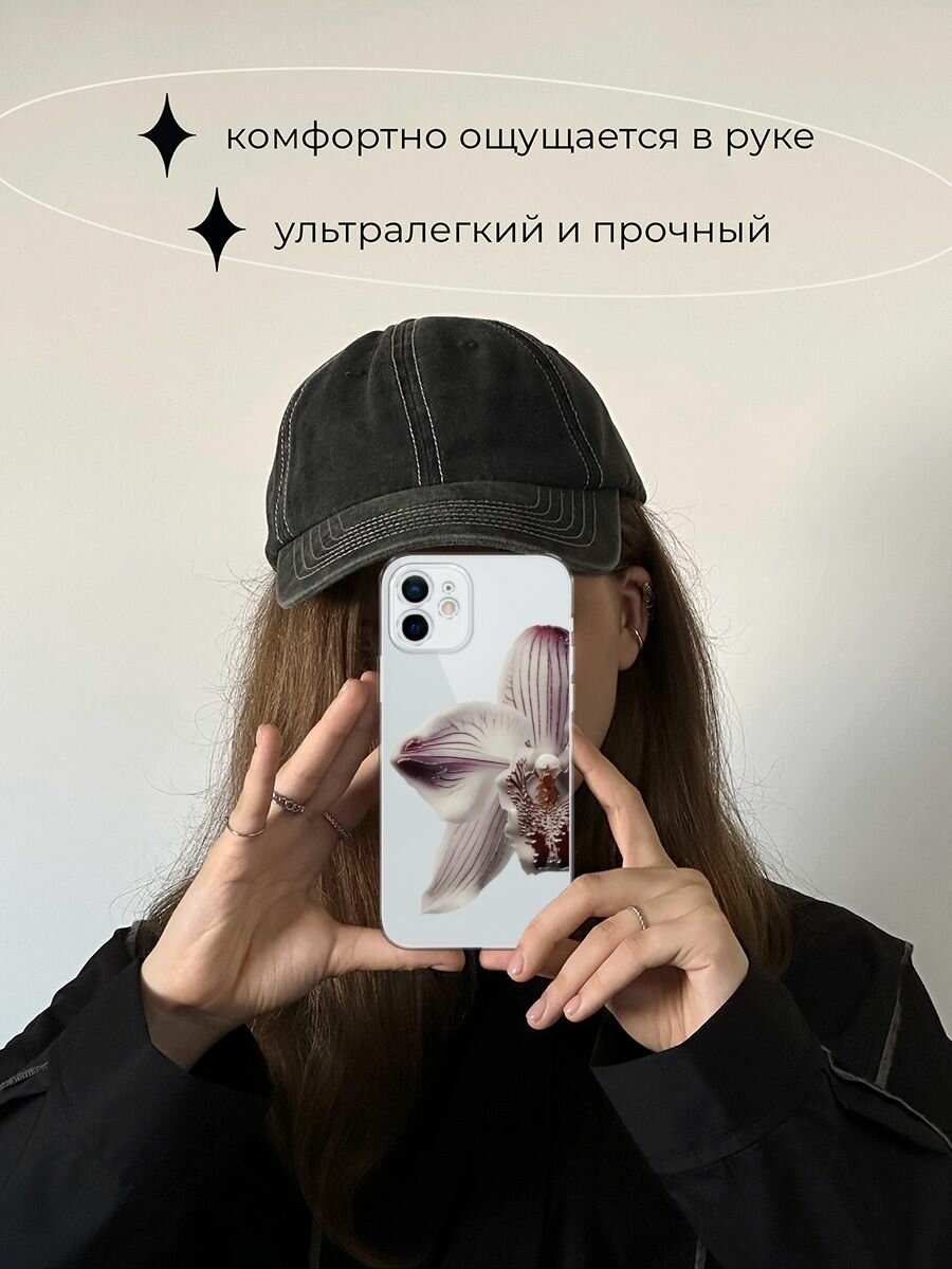 Чехол на Apple iPhone 12 mini / Айфон 12 Мини с принтом Белая орхидея — фото 1