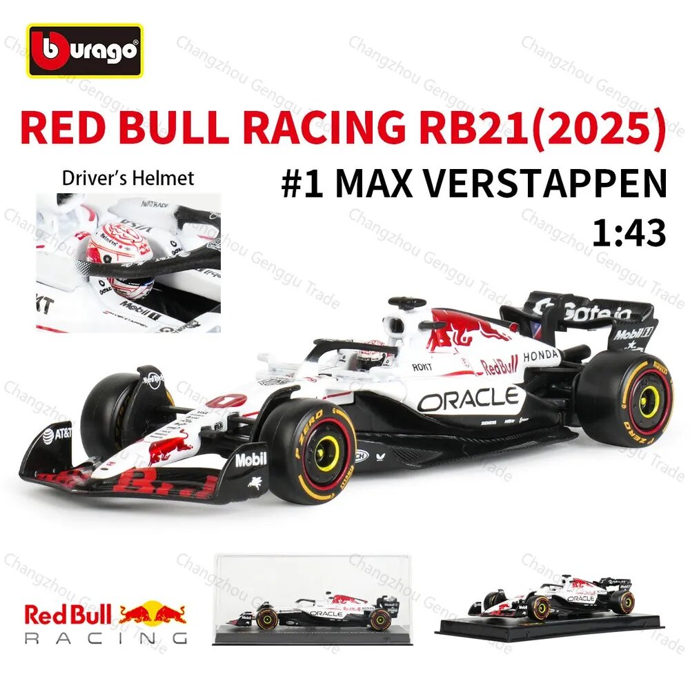 Акриловая прозрачная коробка Bburago 1:43 Гран - при Японии 2025 Red Bull RB21 Формульный болид Формулы-1, Литые под давлением автомобили, коллекционная модель гоночных игрушек