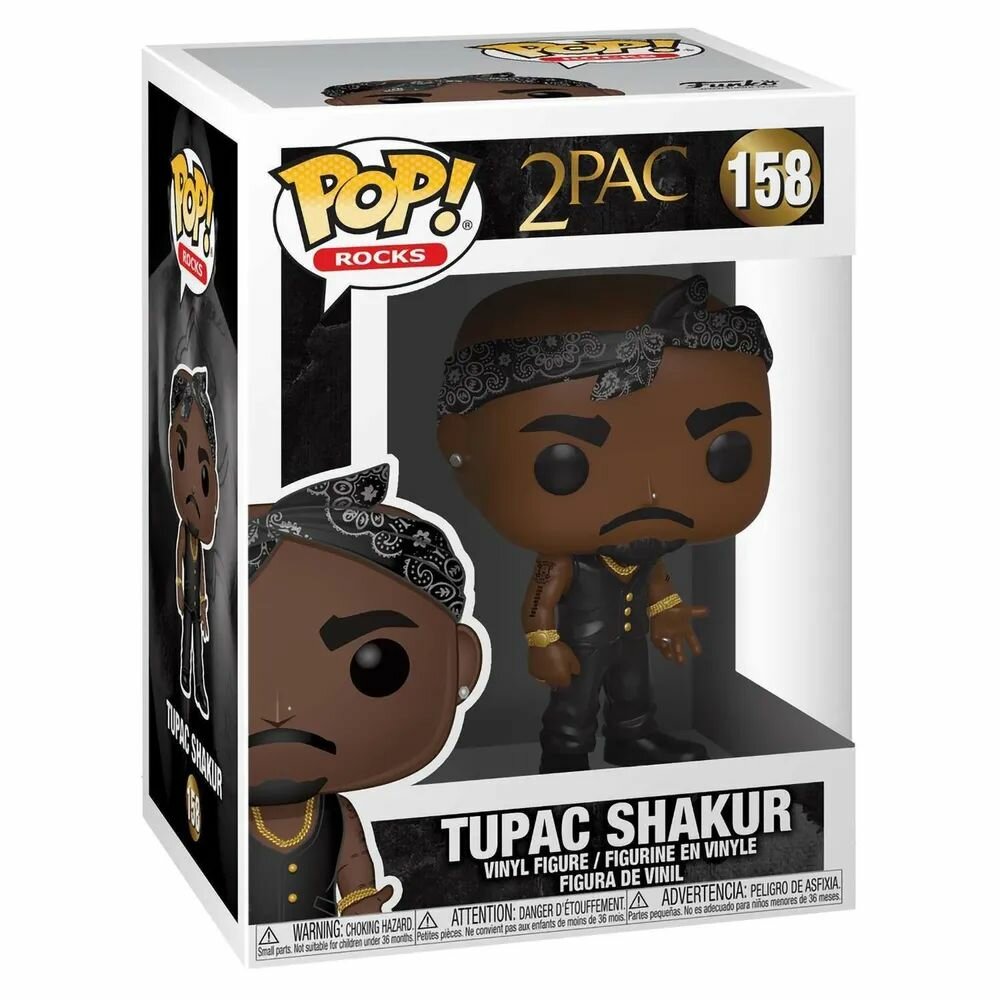 Фигурка POP! Rocks 2PAC Tupac Vest w/Bandana (158) 45432 / Фигурка Фанко ПОП! в виде известного музыканта, Тупак Шакур статуэтка 10CM