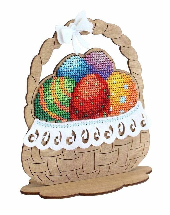 Вышивка бисером набор Щепка "Пасхальная корзинка" 14x13x6 см, Еда Праздники