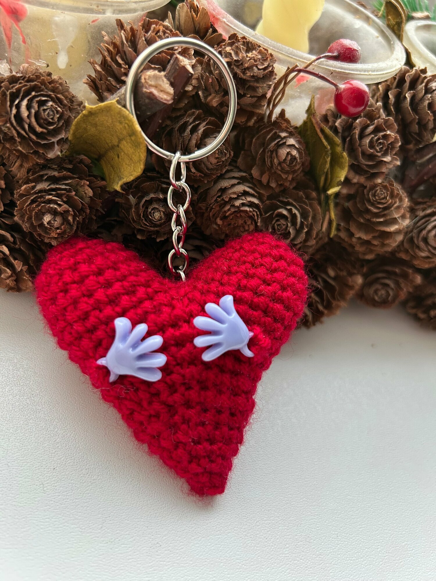 Брелок сердце "Обнимашки", талисман счастья и любви, ручная работа, вязаный