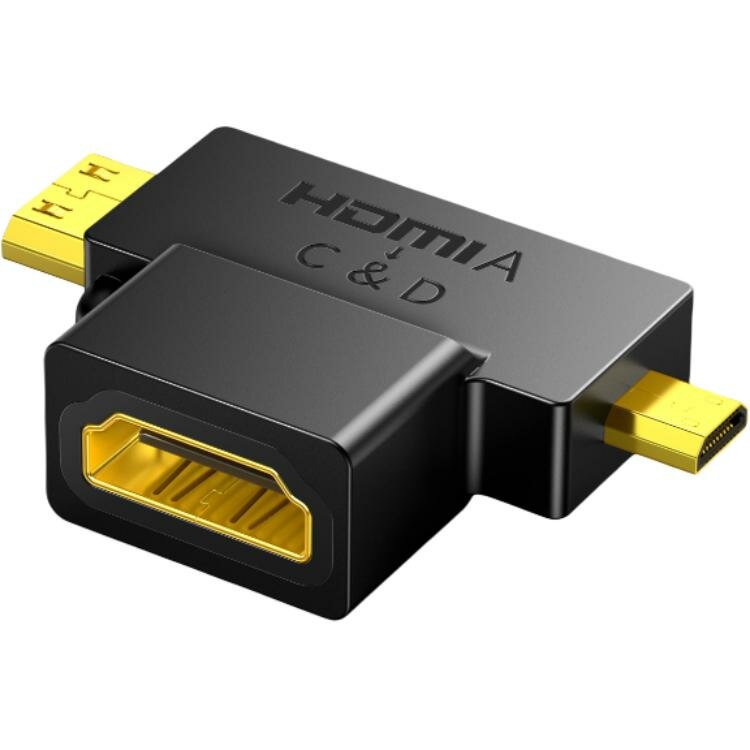 Модуляторы и конвертеры UGREEN 2-in-1 micro+mini to HDMI female, цвет: черный