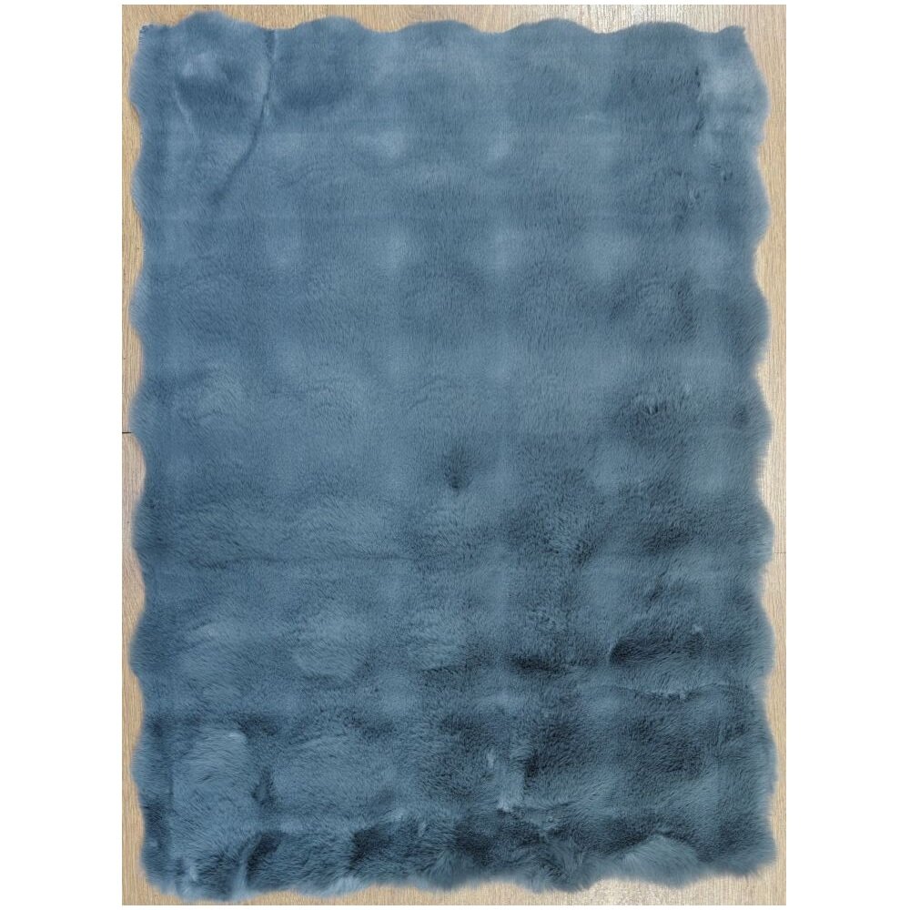 Коврик для ванной из искусственного рельефного меха "Wave серый" 50х70 см, противоскользящий, стирка