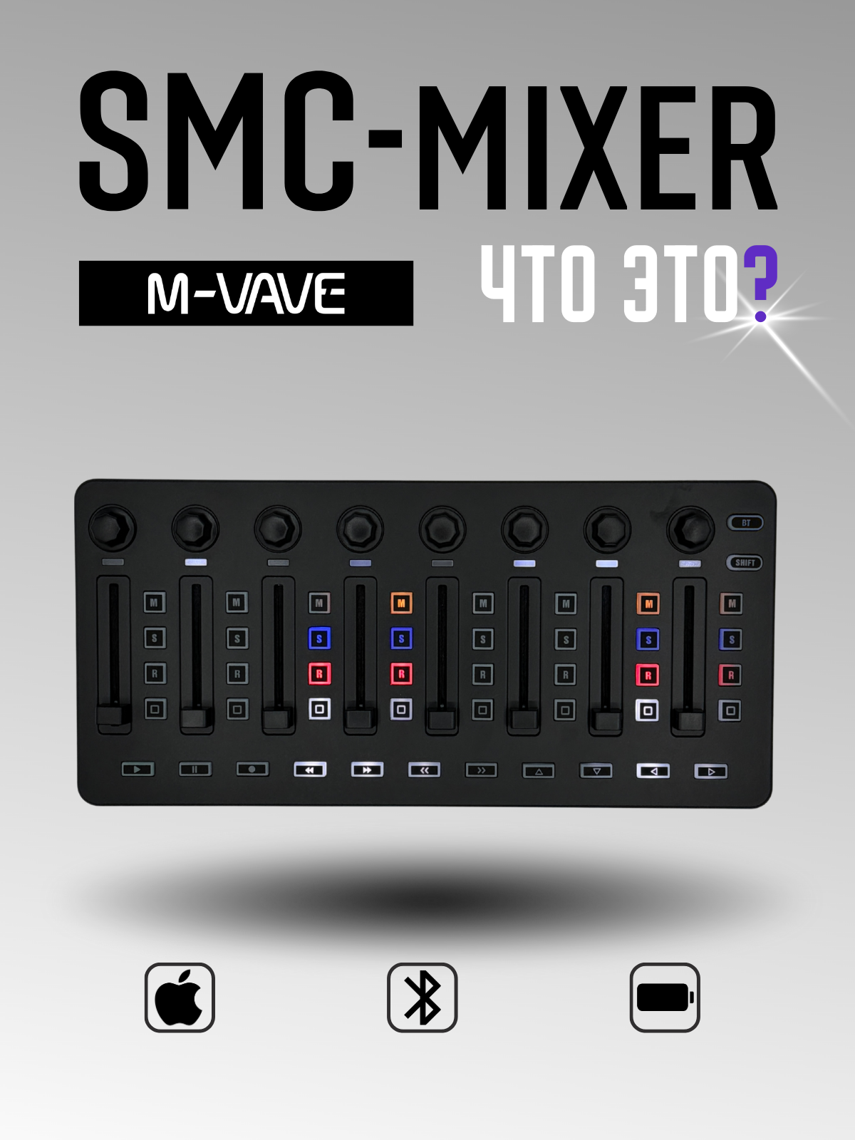 Беспроводной микшер M-VAVE SMC-MIXER Black, низкая задержка, черный
