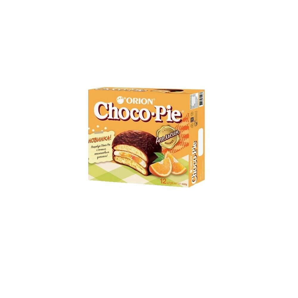 Orion Печенье Choco Pie, апельсин, 12 шт, 1 уп