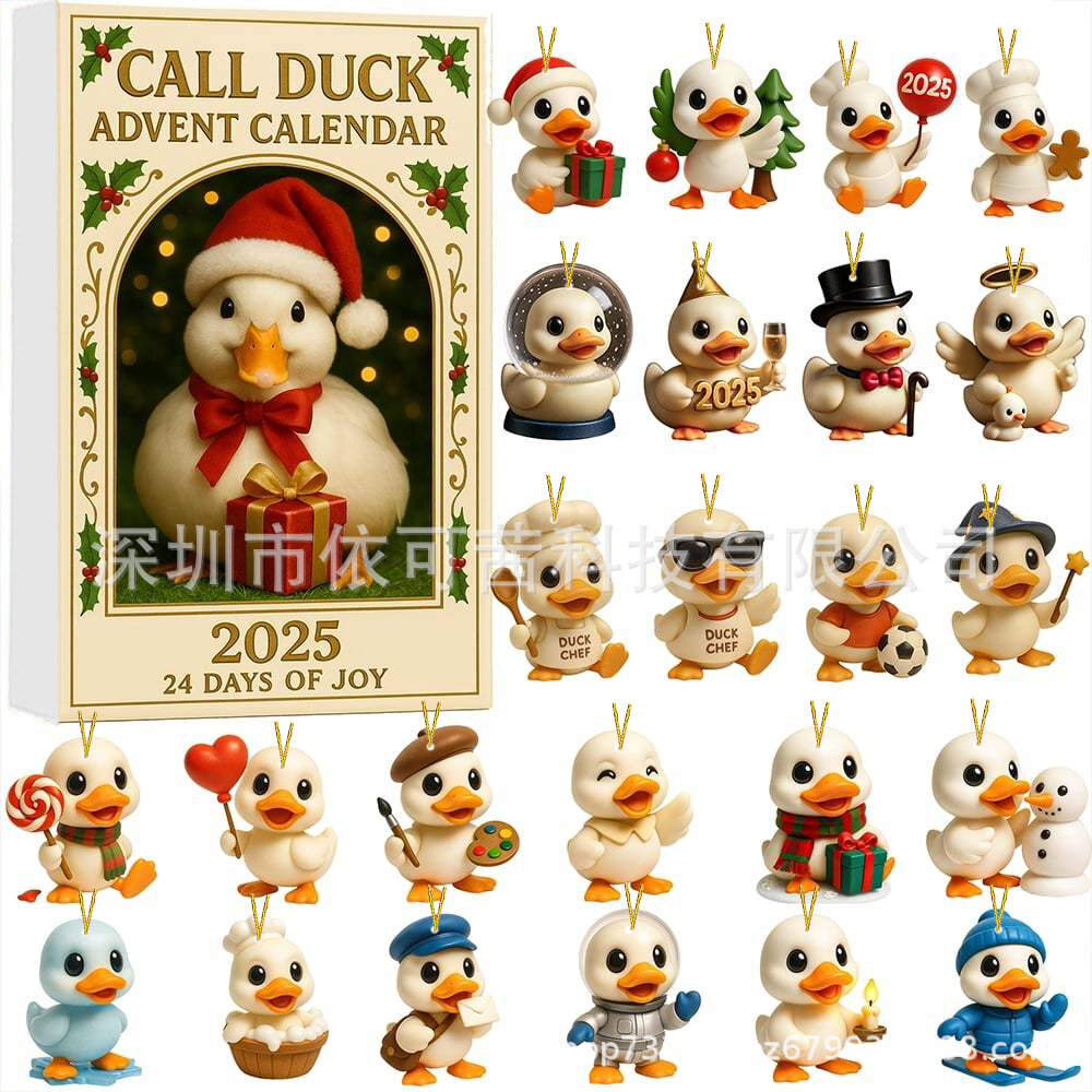 Адвент-календарь Call Duck 2025, мультяшная уточка, акриловый брелок, рождественский набор