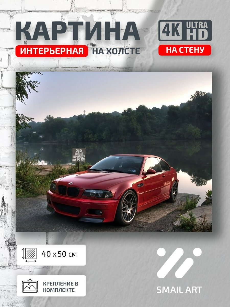 Картина на холсте интерьерная 40 на 50 на стену Купе e46 для киномана авто дизайн интерьер