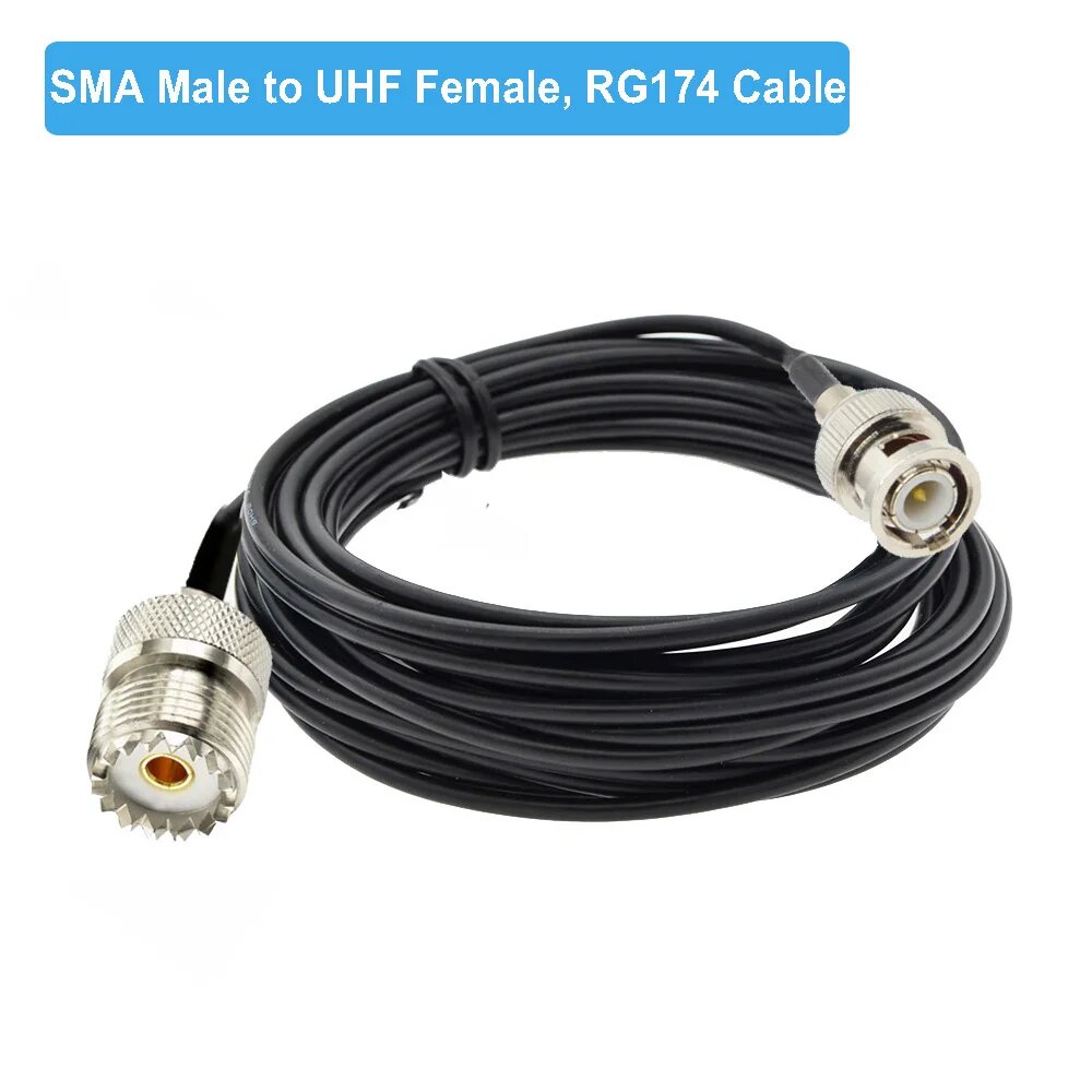 SMA Male to UHF Female, RG174 Cable, 10M