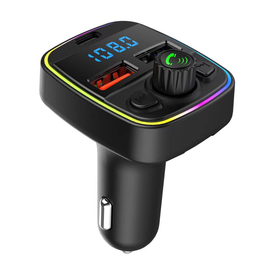 Автомобильный Bluetooth MP3-плеер с радиоприемником, поддержкой Power Delivery и двумя USB-портами для зарядки, функцией громкой связи и воспроизведением с U-диска.