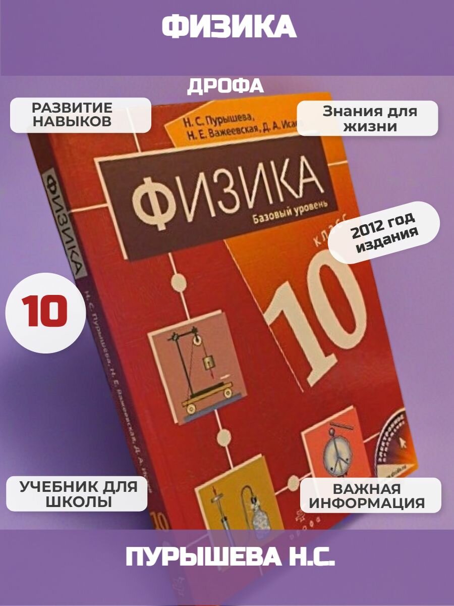 10 класс. Учебник физика. Базовый уровень. Пурышева Н. С.+ CD. 2012 год издания.
