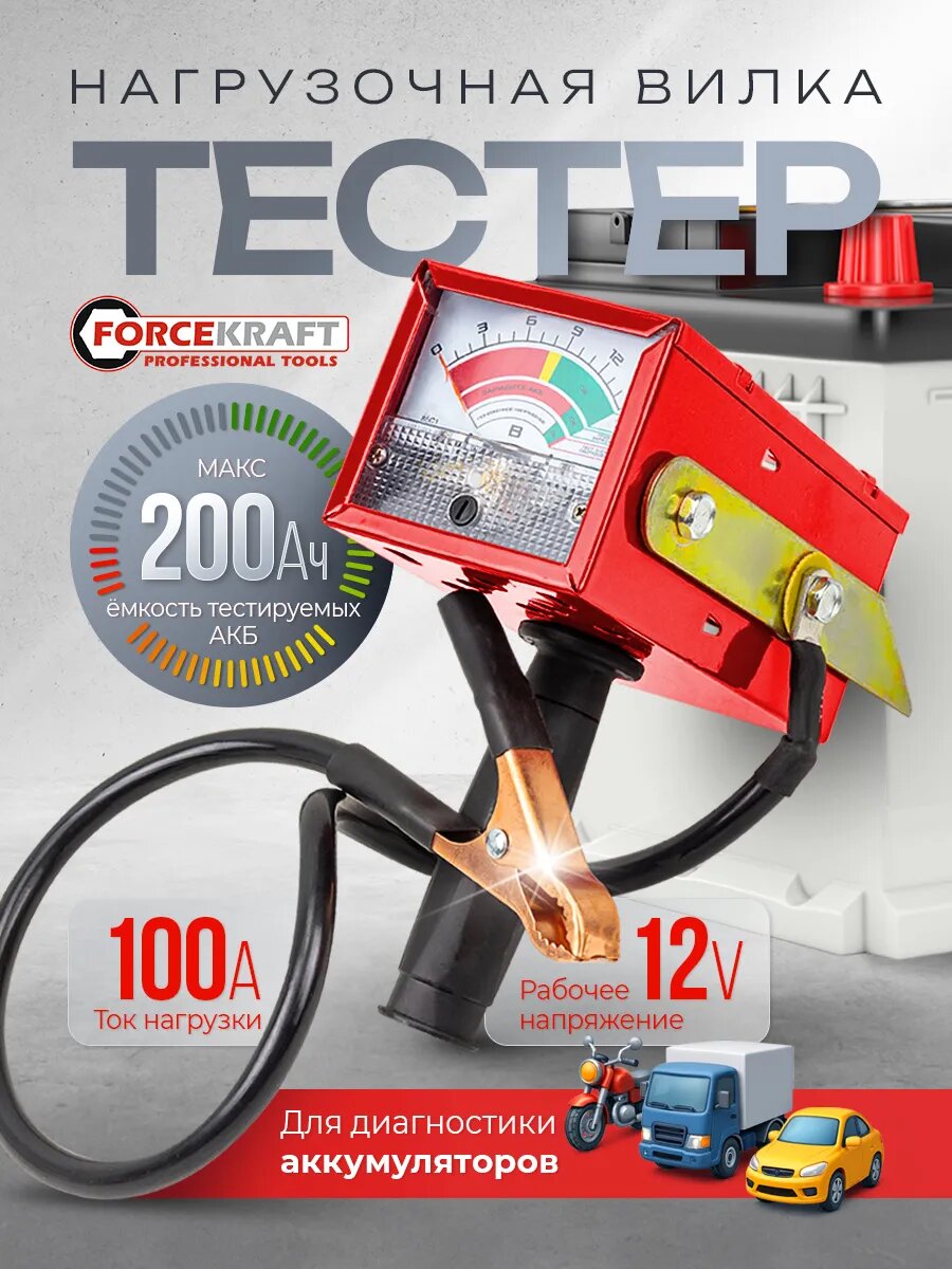 Тестер аккумуляторных батарей аналоговый (12V, 100А)