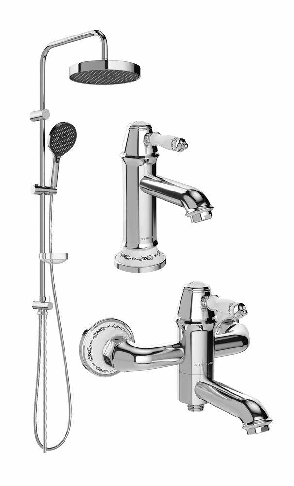 Комплект для ванной Смеситель STWORKI Свендборг S02010CR хром / Стойка Молде S23180CR хром / Смеситель S02100CR