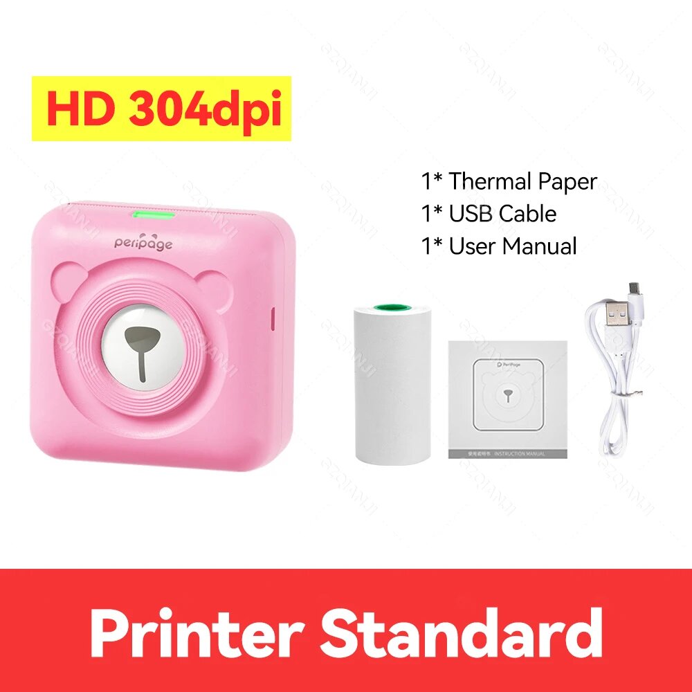 Мини-принтер Peripage A6 желто-фиолетовый Розовый, 304PK Printer