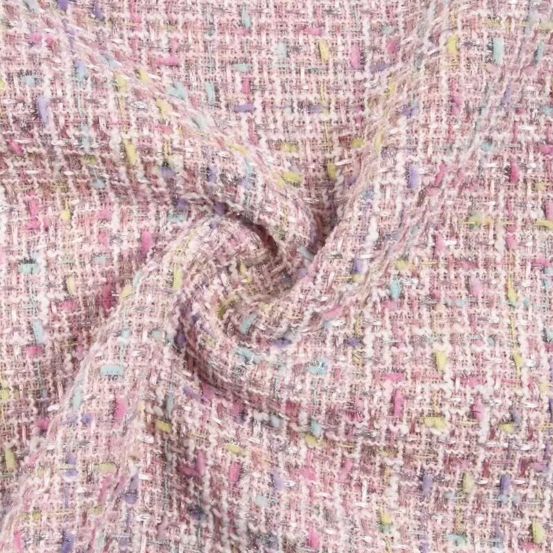 Полиэстер Твид с разноцветными точками, полотно по 0.5 м Pink