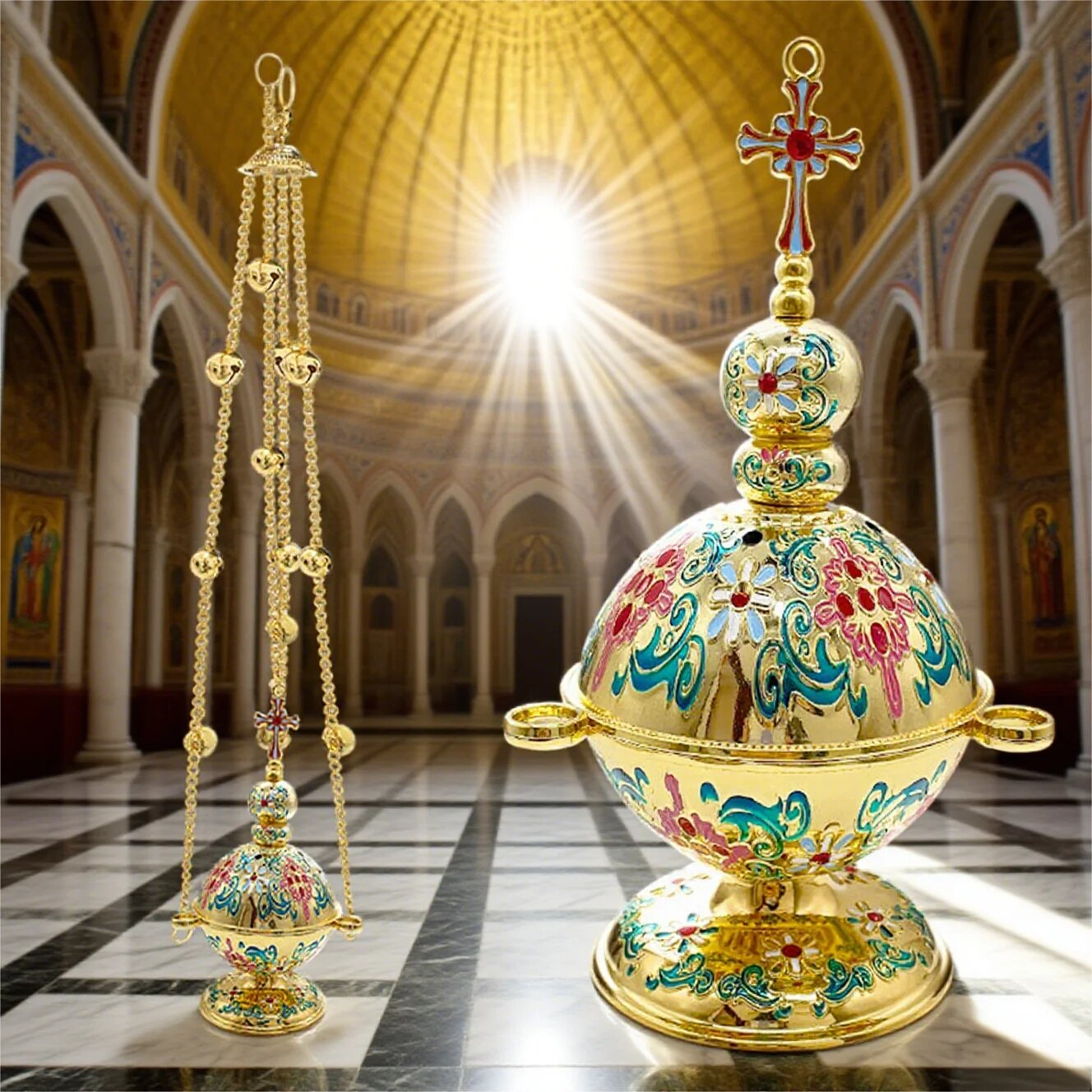 Православный подвесной кадильник из цинкового сплава