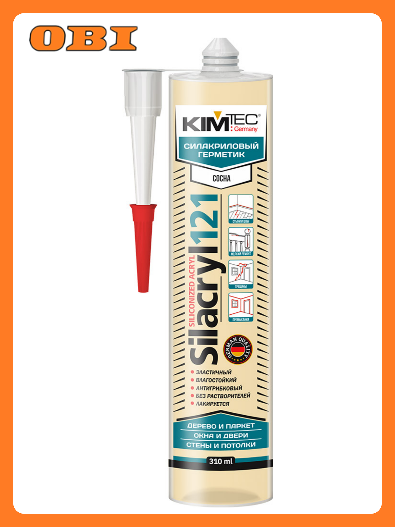 Герметик силакриловый 121 «KIM TEC», дерево И паркет, сосна, 310 мл